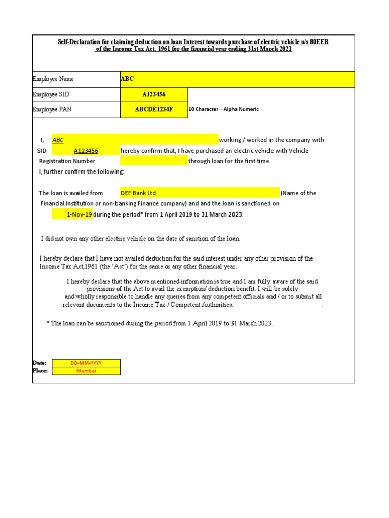 EV Loan Interest Deduction u/s 80EEB | PDF