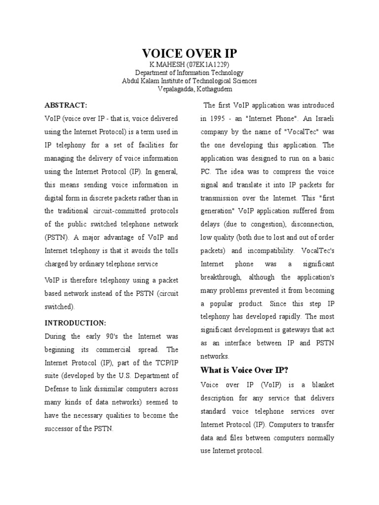 Voice Over Ip | Download Free PDF | Voice Over Ip | Computer Network