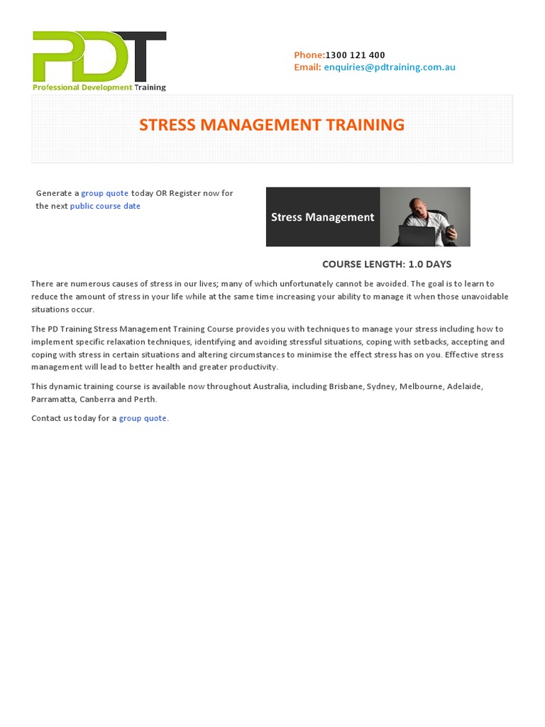 Stress Management Training Course Overview | PDF | Stress Management ...