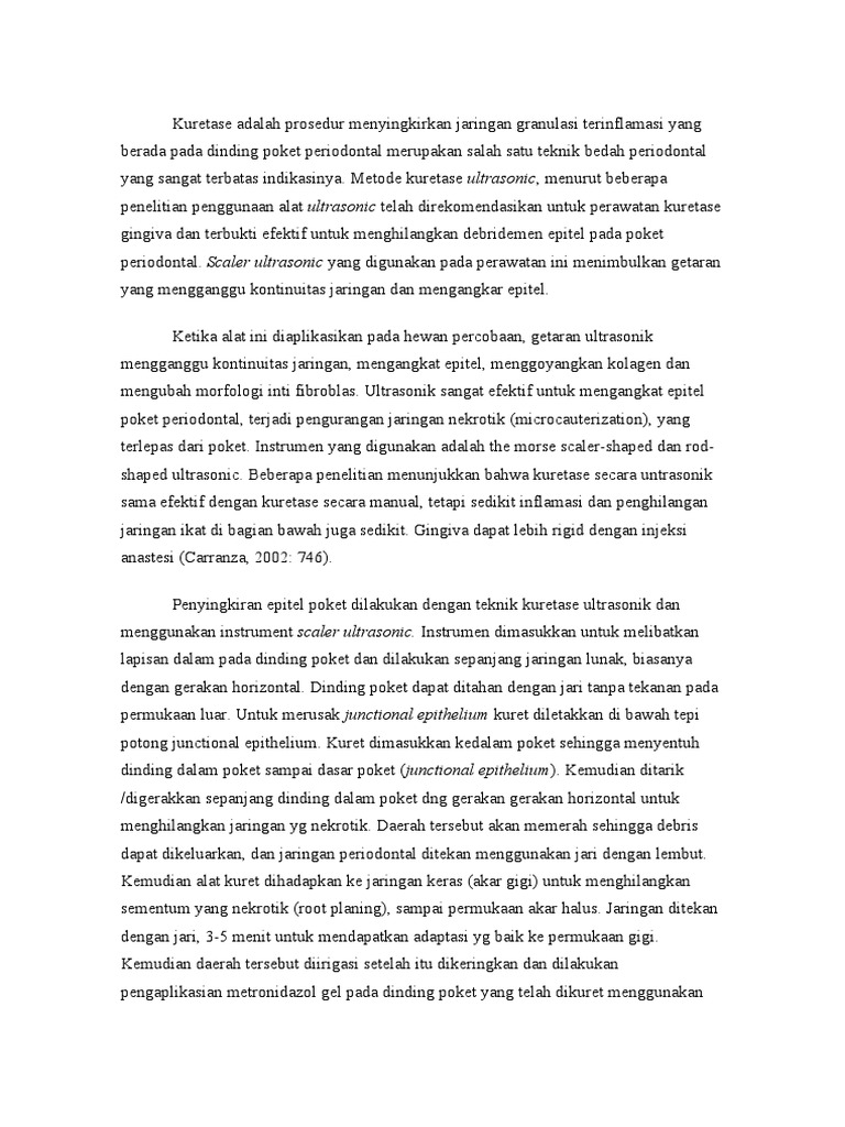 Kuretase Ultrasonik untuk Perawatan Periodontal | PDF