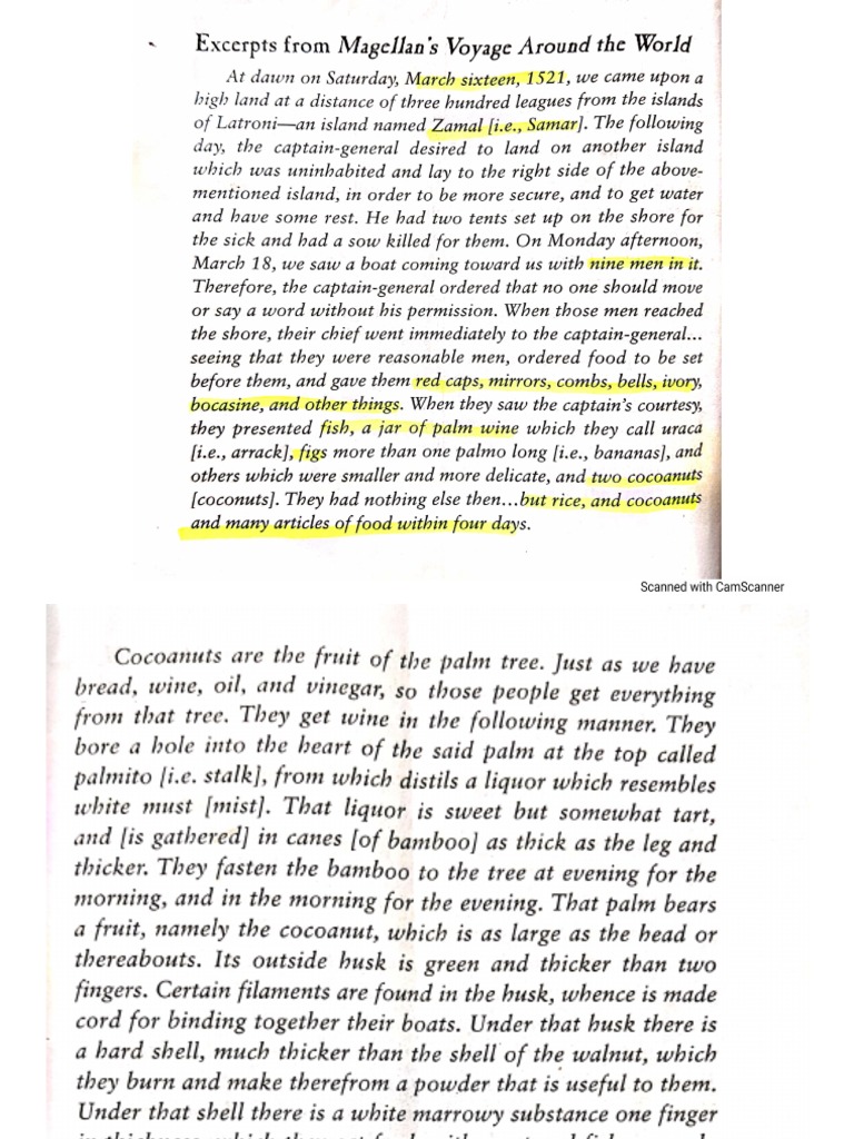 Topic 4 EXCERPTS FROM MAGELLAN'S VOYAGE AROUND THE WORLD | PDF