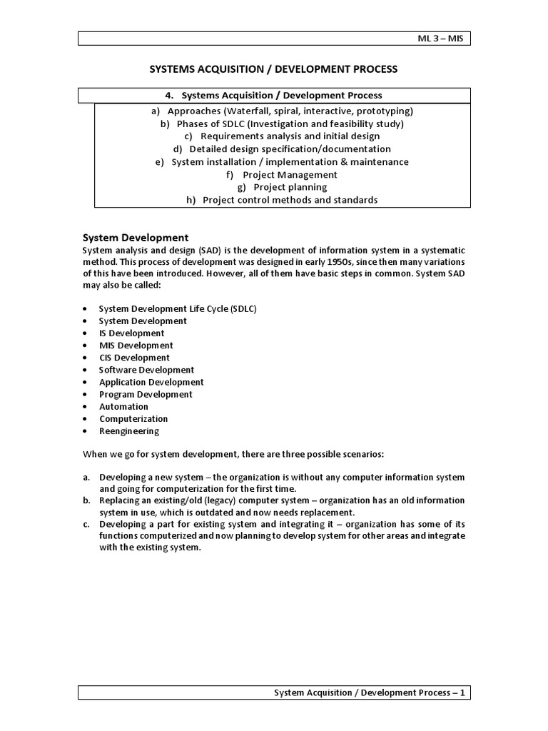 04 06 Systems Acquisition - Development Process | PDF | Net Present Value | Software Development ...