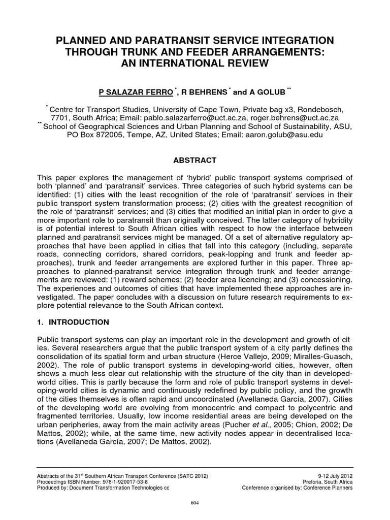 Planned and Paratransit Service Integration Through Trunk and Feeder ...
