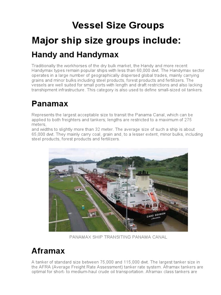 Vessel Size Groups | PDF | Oil Tanker | Ships