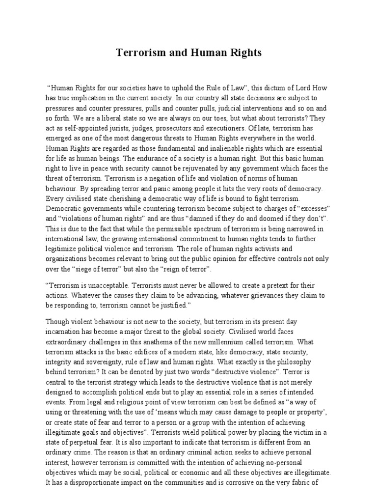 Terrorism and Human Rights | PDF | Counter Terrorism | Human Rights