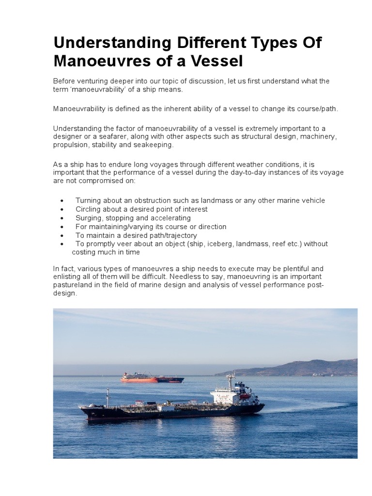 Types of Ship Maneuvers Explained | PDF | Ships | Acceleration