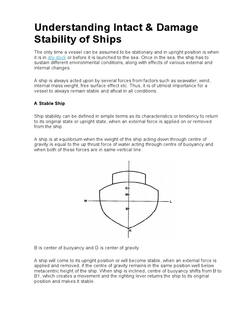 Understanding Intact & Damage Stability of Ships | PDF | Ships | Watercraft
