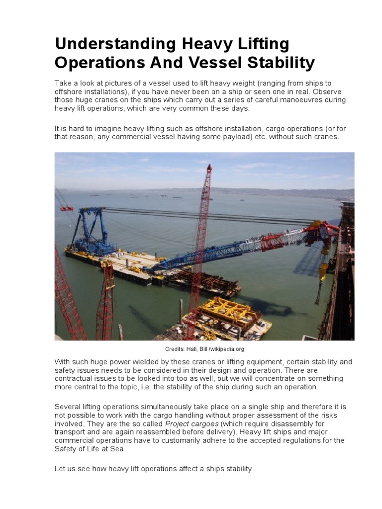 Heavy Lifting and Vessel Stability Explained | PDF | Watercraft | Ships
