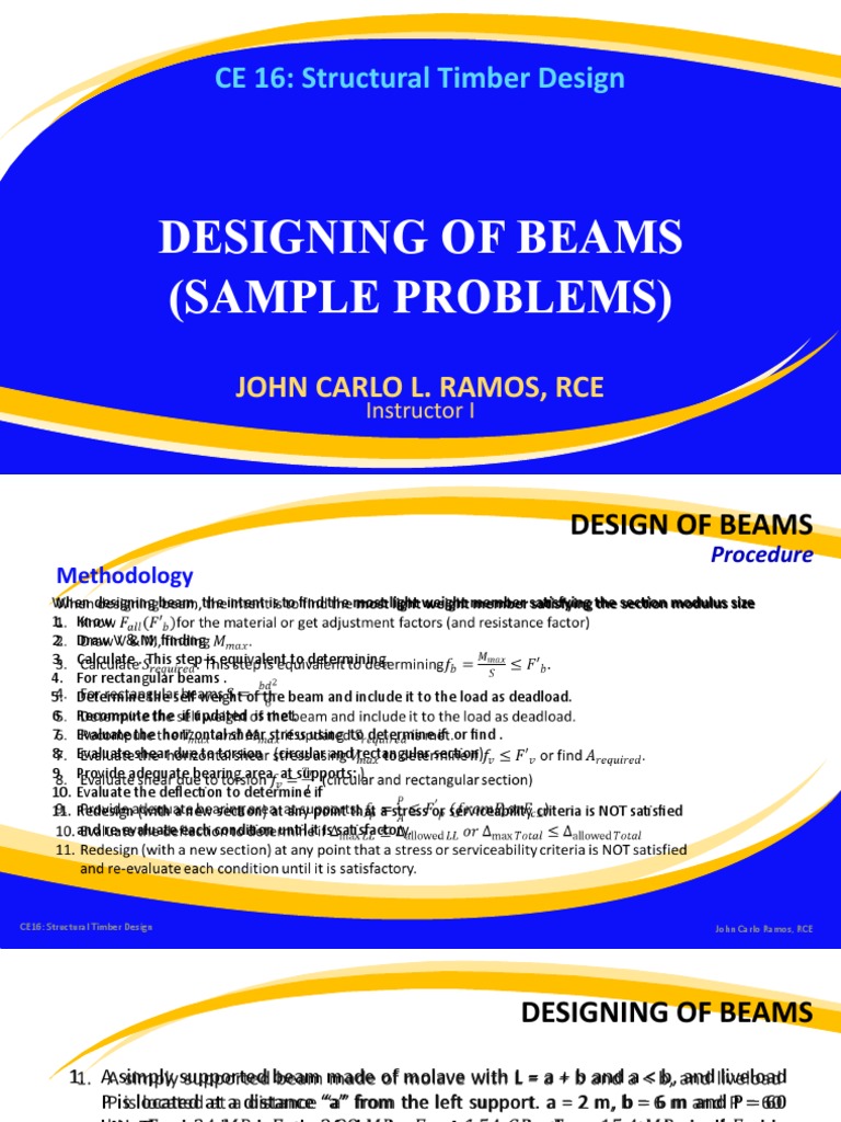 CE 16: Structural Timber Design: Designing of Beams (Sample Problems ...