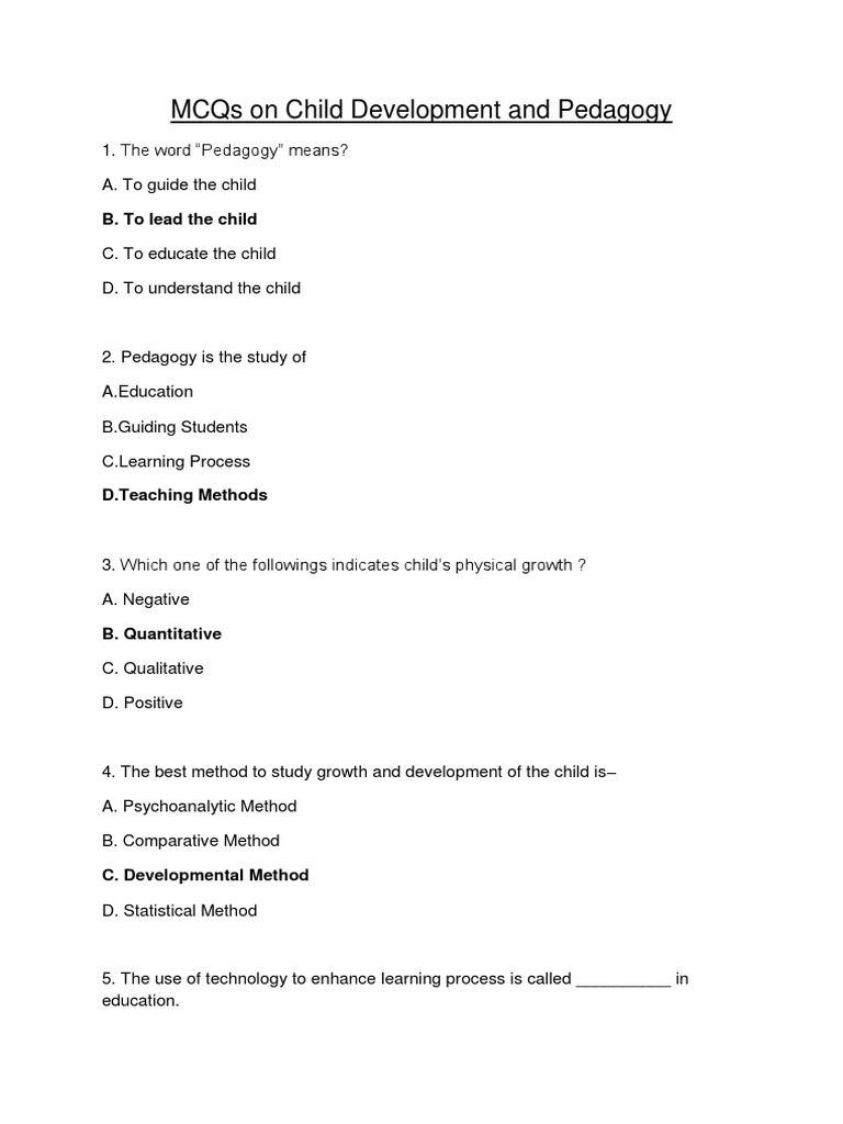 Child Development Questions For Assam Tet | PDF | Child Development ...