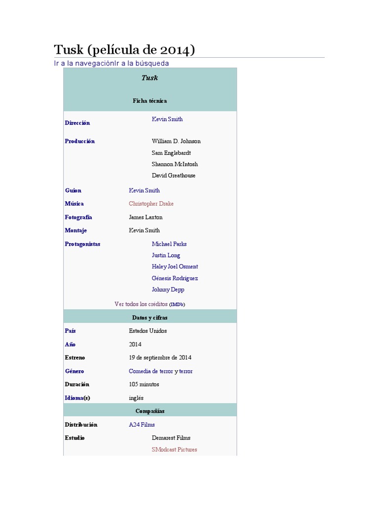 Tusk | PDF | Cine