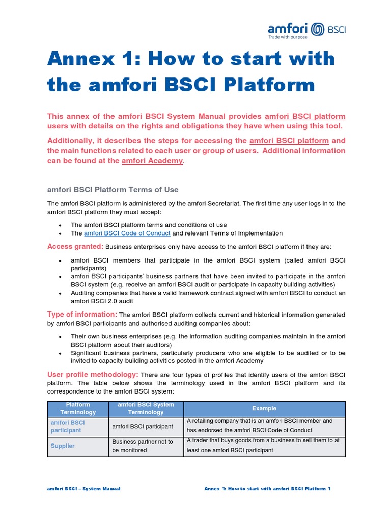 amfori BSCI Platform User Guide | PDF | Audit | Auditor's Report