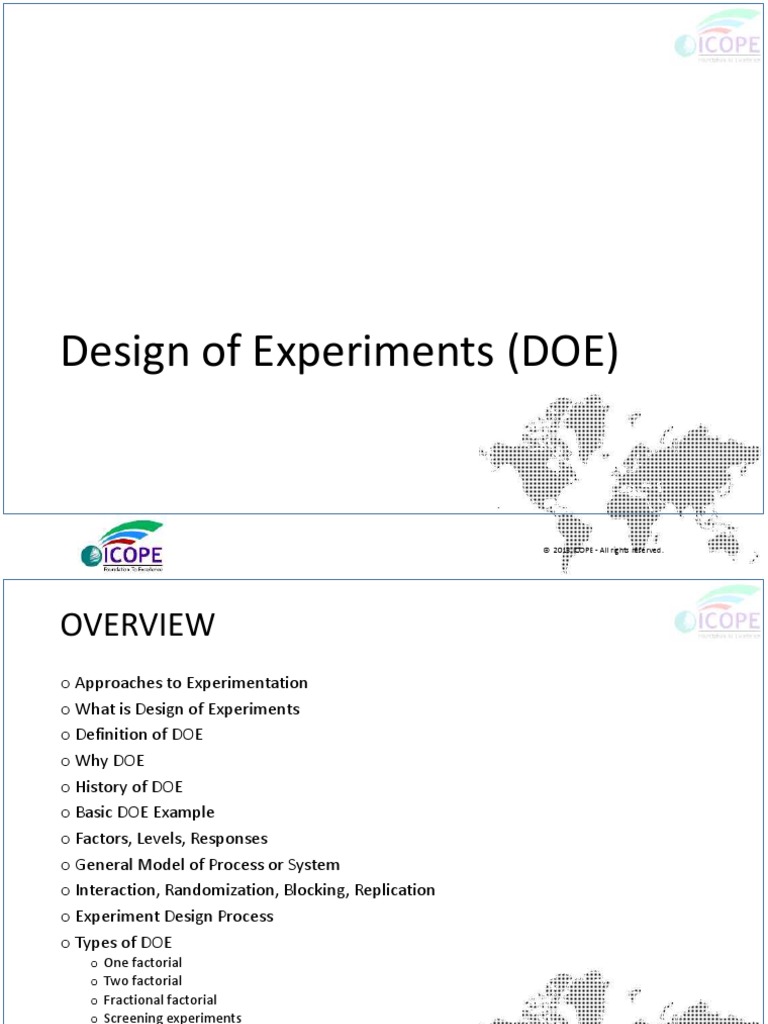 Design of Experiments (DOE) : © 2013 ICOPE - All Rights Reserved | PDF ...