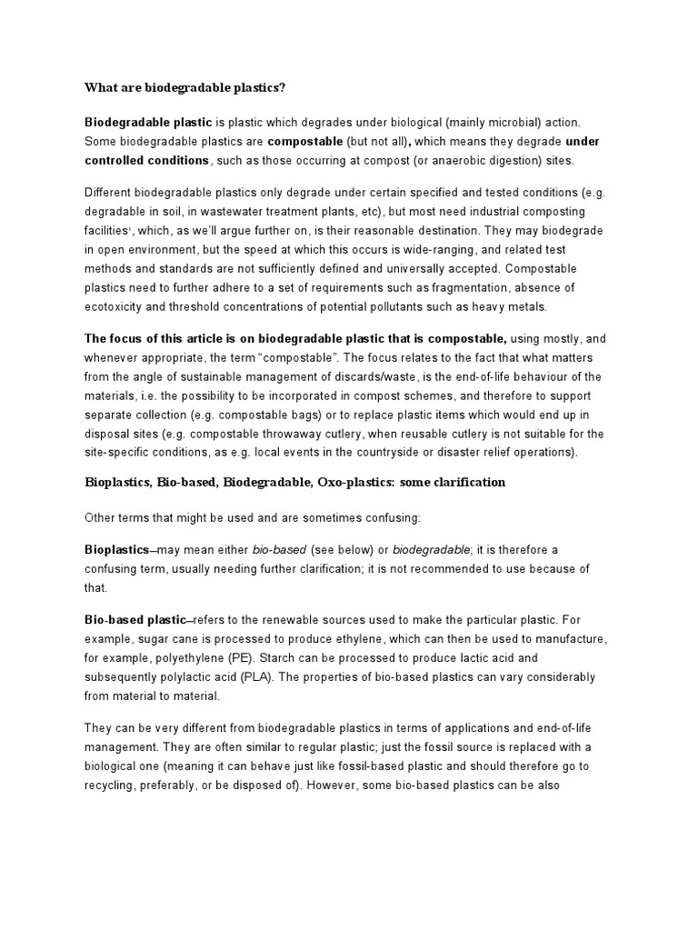 What Are Biodegradable Plastics | PDF | Biodegradation | Plastic