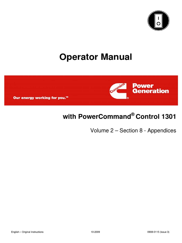 Operator Manual: With Powercommand Control 1301 | PDF | Electric ...