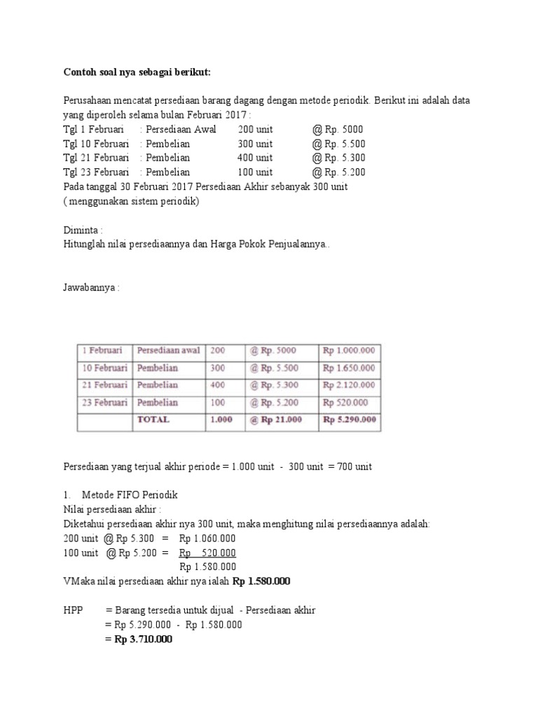 Contoh Soal Perhitungan Fifo | PDF