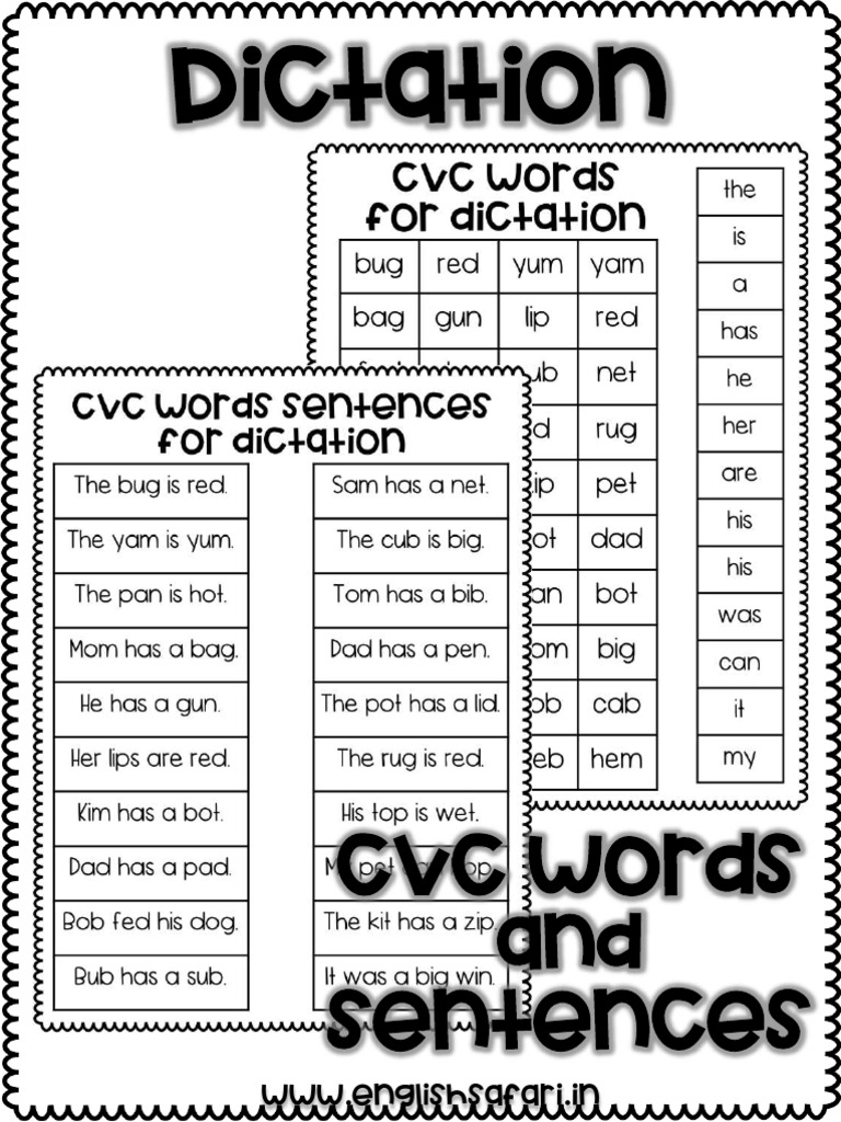 Dictation: CVC Words Sentences | PDF | Business