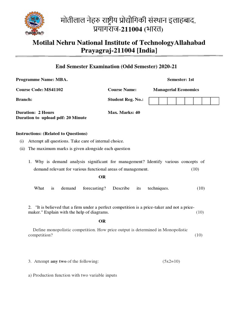 MBA 1 QPaper End Sem Exam 2020-21 ME | PDF | Computers