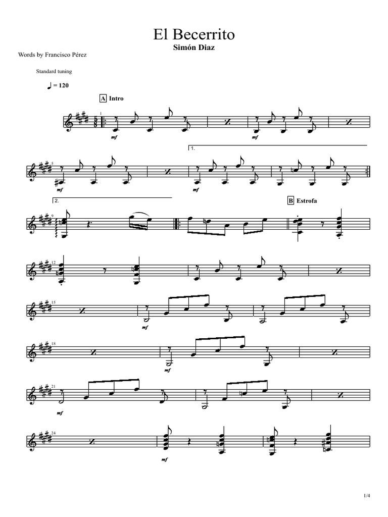 El Becerrito Sheet Music and Lyrics | PDF