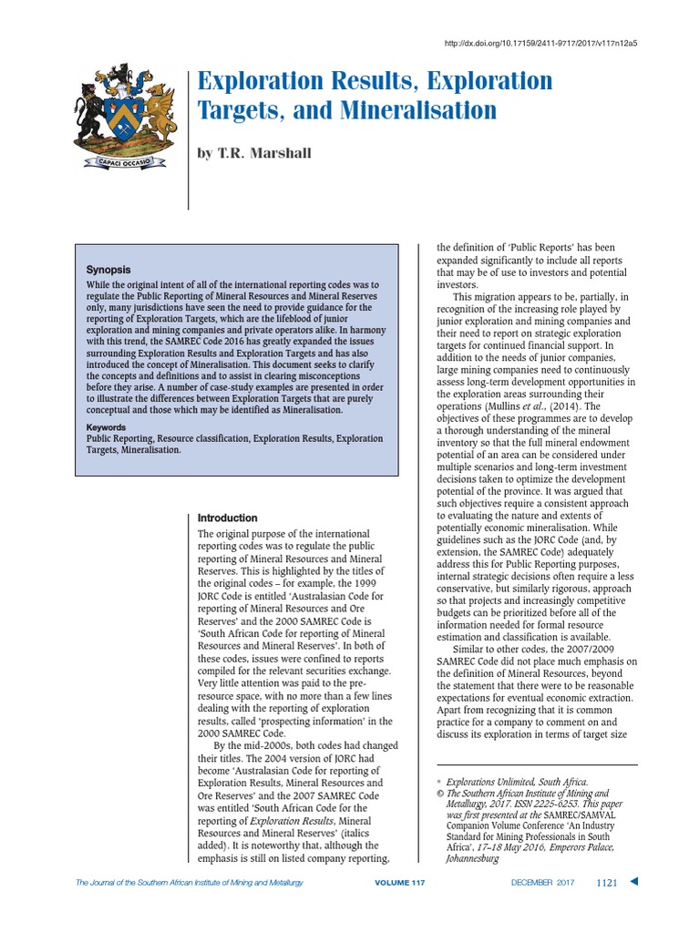 Exploration Results Exploration and Mineralasation | PDF | Minerals ...