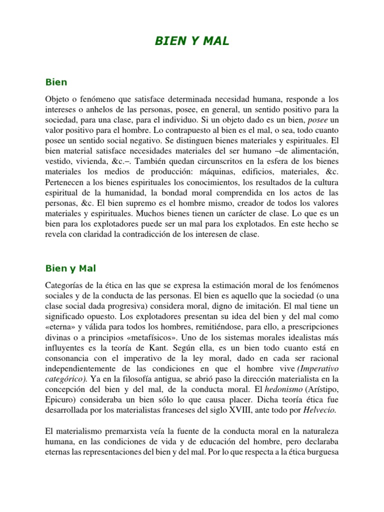 Bien y Mal - Conceptos | PDF | Mal | Moralidad