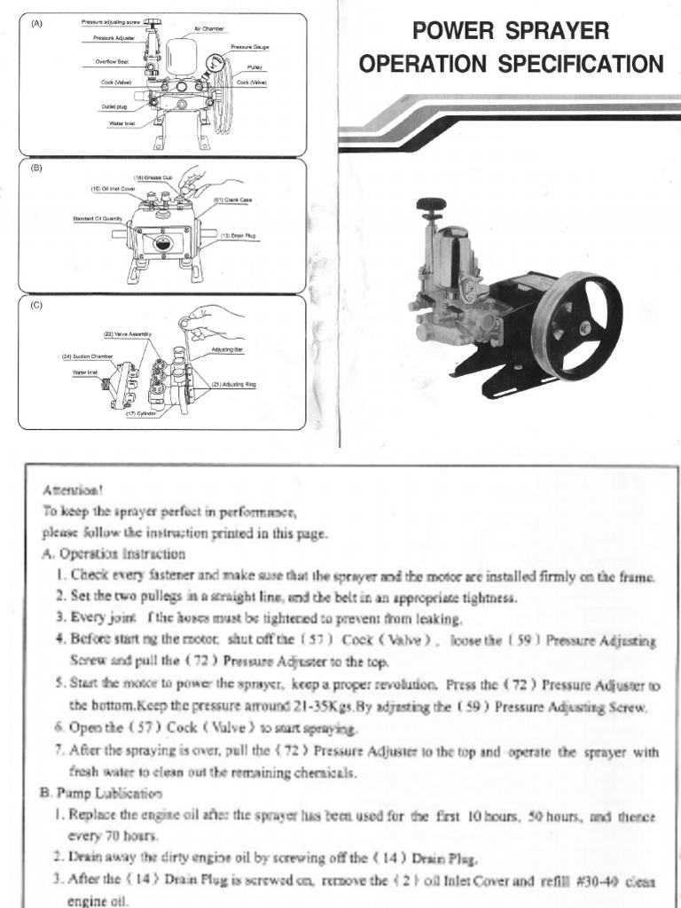 Power Sprayer Operation Specification | PDF