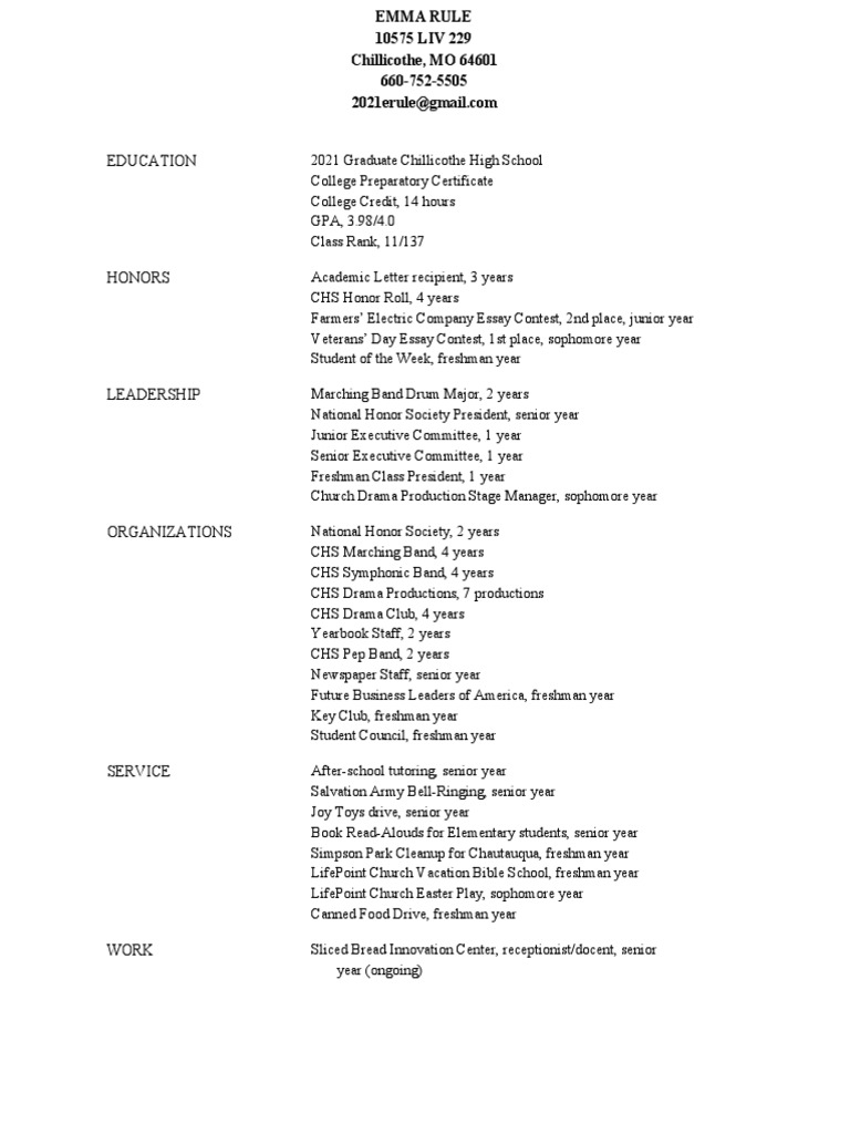 Emma Rule - Academic Resume | PDF