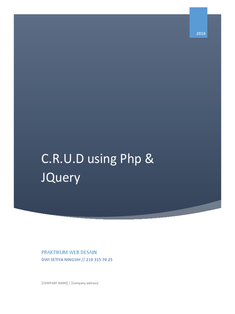 CRUD Using PHP JQuery | PDF | Php | Computer Data