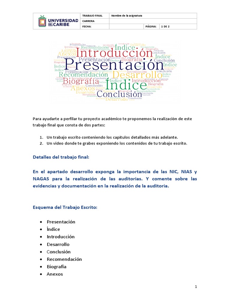 Esquema Trabajo Final | PDF