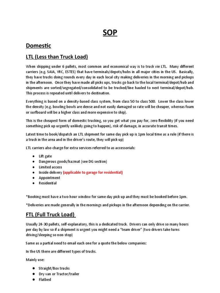 SOP (Recovered) | Download Free PDF | Cargo | Transport