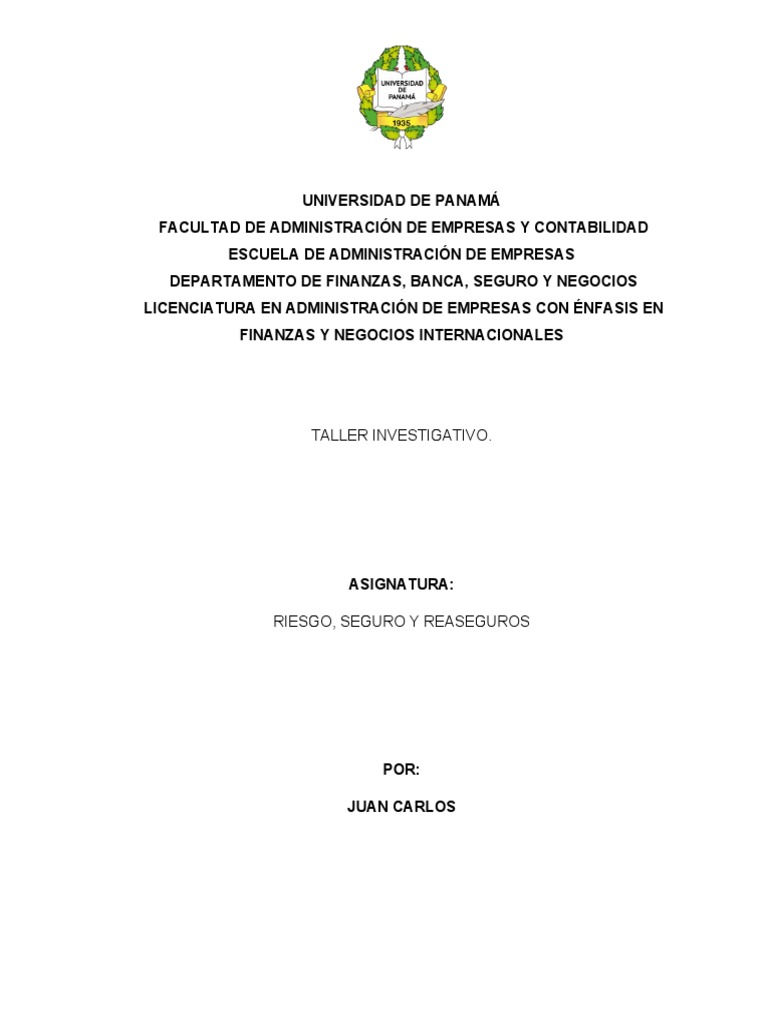 Riesgo Seguro Y Reaseguro En Panamá Pdf Reaseguro Póliza De Seguros 6916