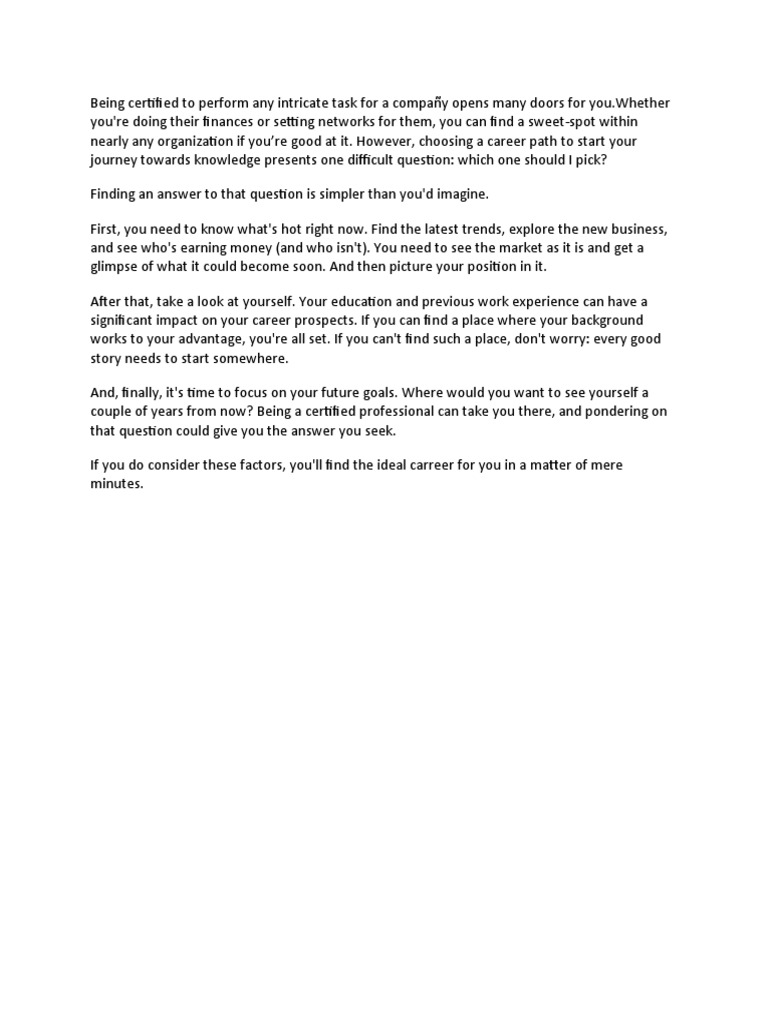 Choosing The Right Career Path | PDF | Career & Growth