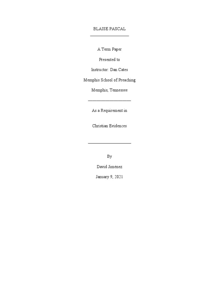 Blaise Pascal | PDF | Reason | Existence Of God