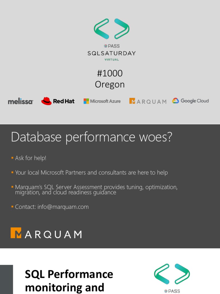 Perf Monitoring and Troubleshooting - PASS Saturday Oregon | PDF | Microsoft Sql Server | Sql