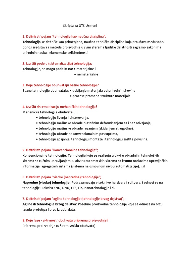 Skripta Ots Usmeni | PDF