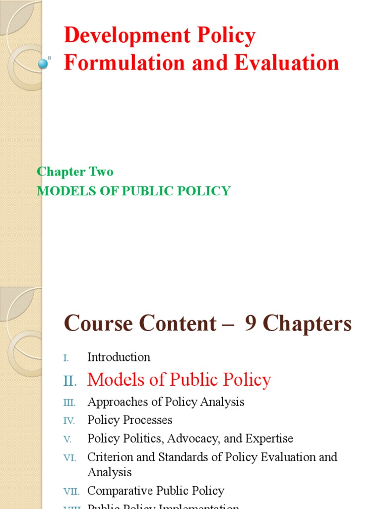 Development Policy Formulation and Evaluation: Chapter Two Models of ...