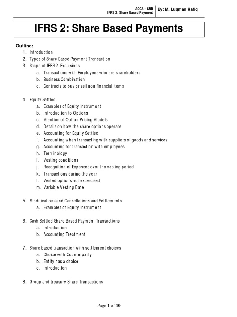 IFRS 2 - Handout | PDF | Employee Stock Option | Option (Finance)