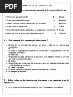 Ejercicios Sobre Los Elementos de La Comunicación | PDF | Comunicación | Comunicación humana