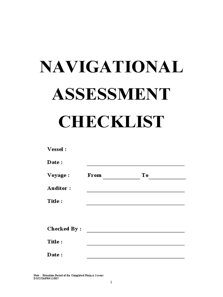 007 - Navigational Assessment Checklist | PDF | Navigation | Maritime Pilot