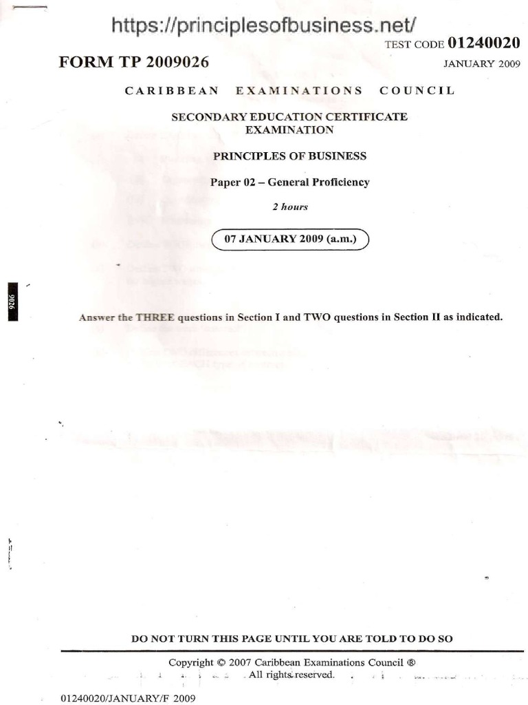 Csec CXC Pob Past Papers January 2009 Paper 02 PDF | PDF | Policy ...