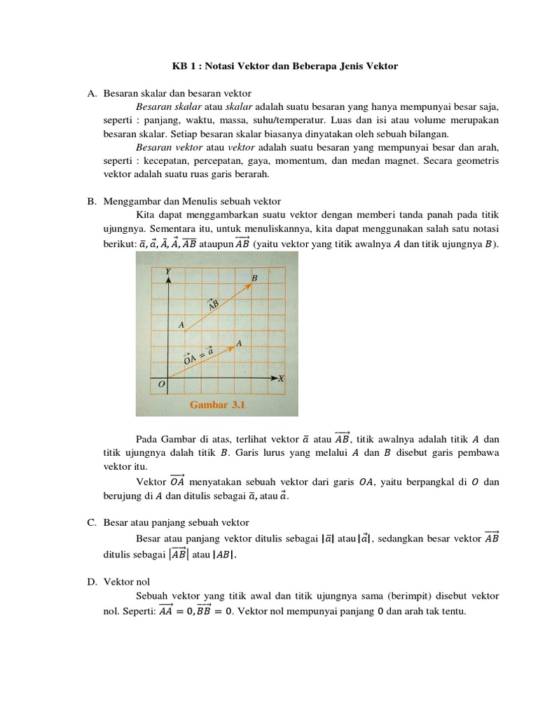 KB 1 - Notasi Vektor Dan Beberapa Jenis Vektor | PDF