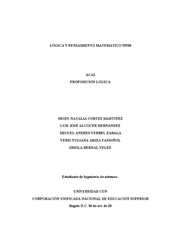 Lógica y Pensamiento Matemático Tematica Aca 2 | PDF | Proposición | Lógica