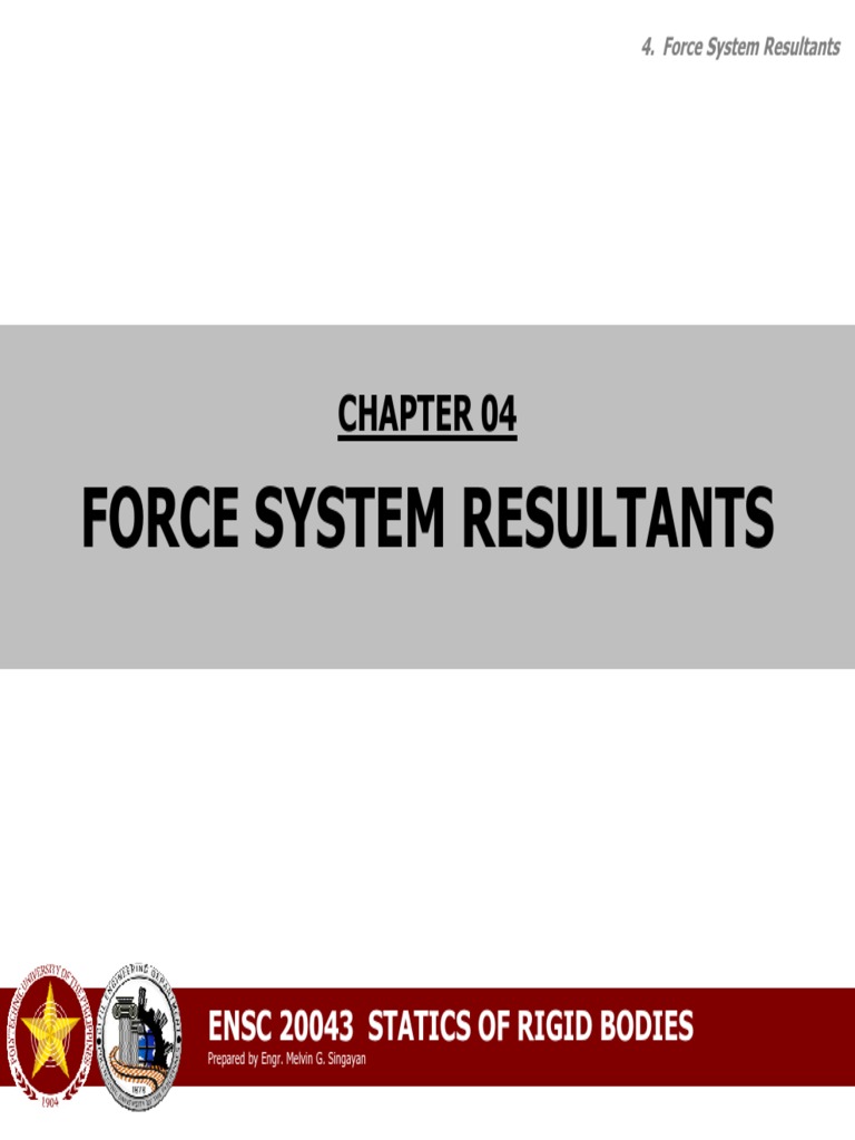 ENSC 20043 Statics Lec4 Ch4 Force System Resultants | PDF | Force | Euclidean Vector