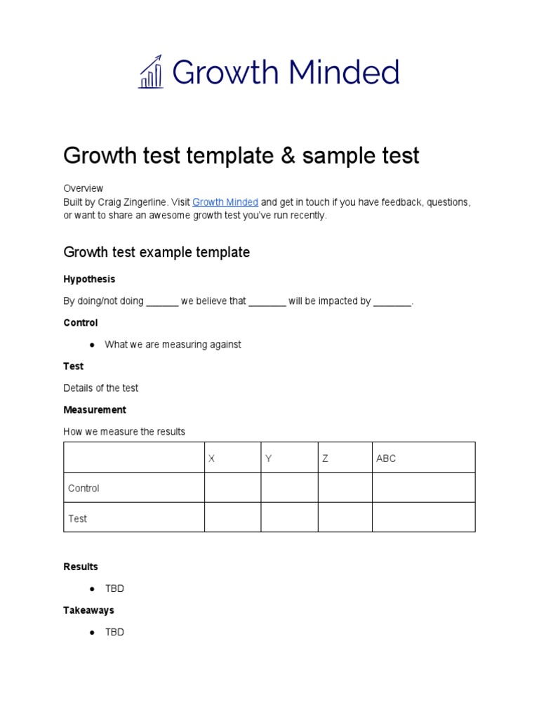 Growth Test Template & Sample Test | PDF