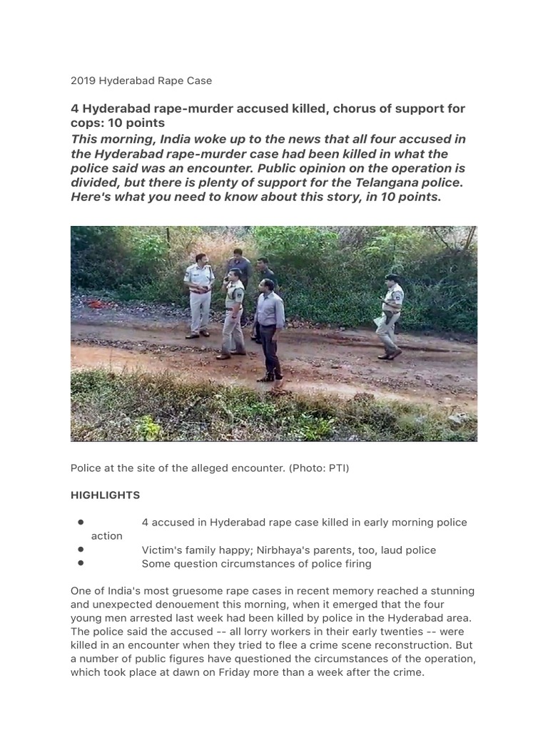 2019 Hyderabad Rape Case | PDF | Sexual Violence | Human Rights Abuses