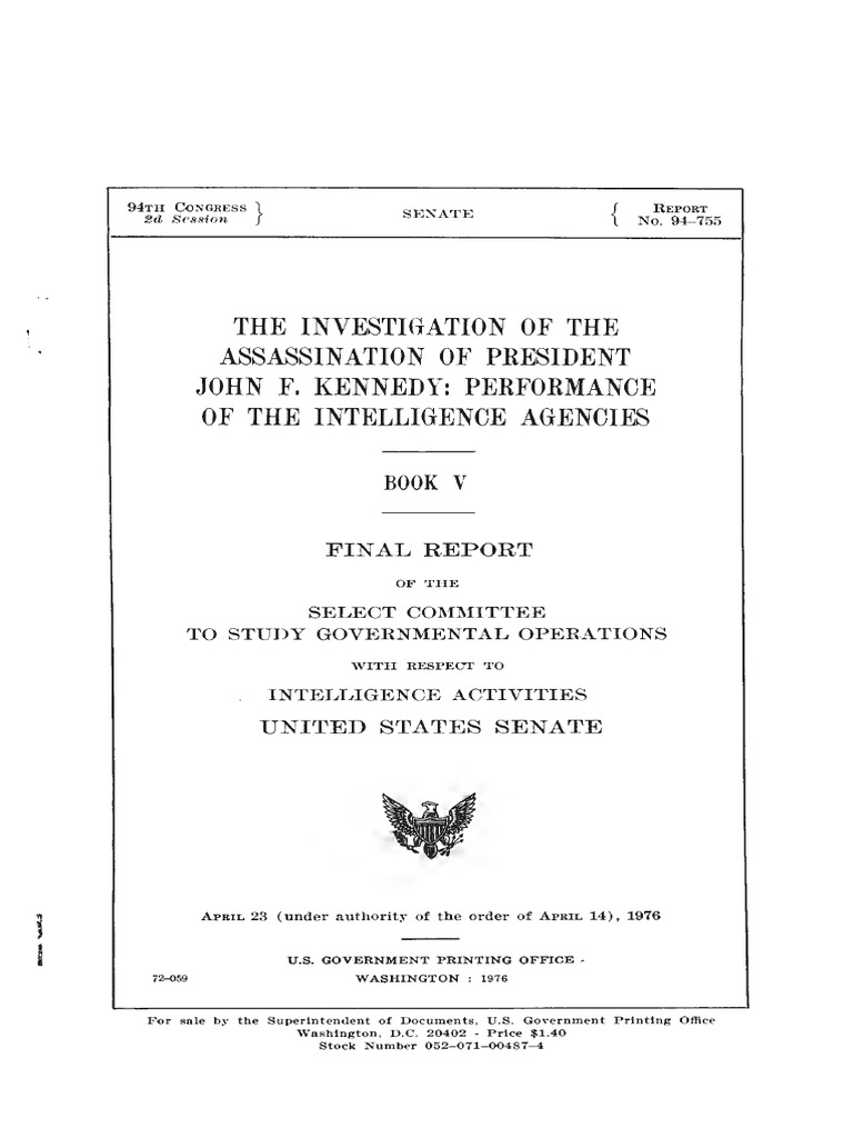 Church Committee Book V - The Investigation of The Assassination of ...