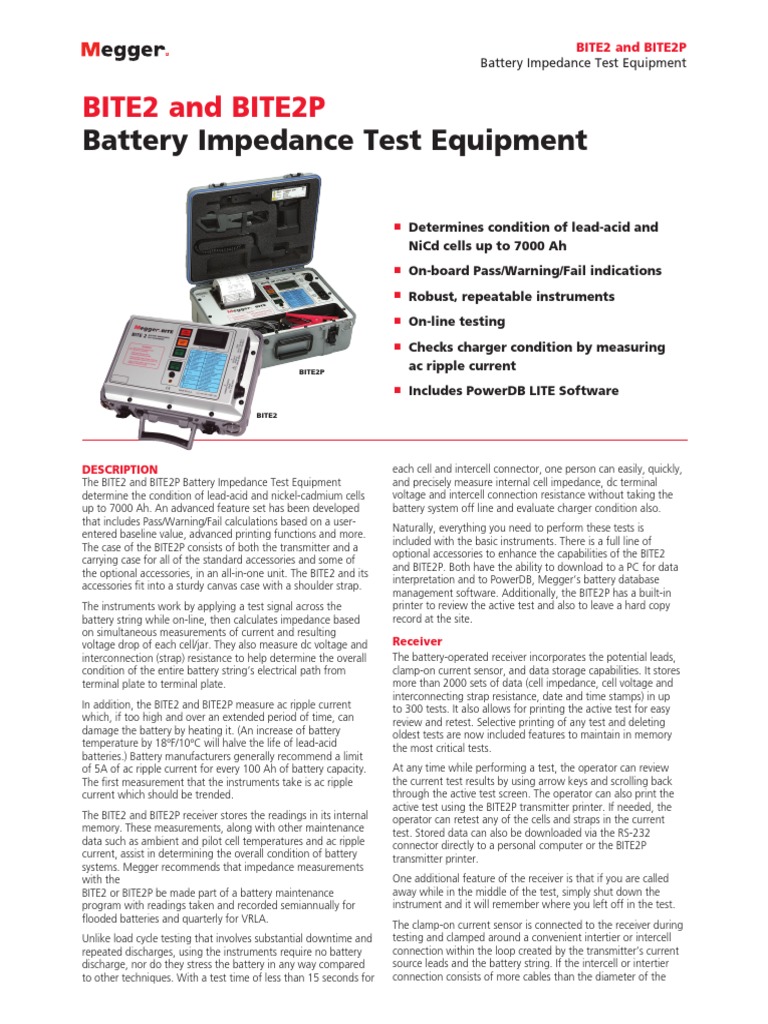 Battery Impedance Test Equipment: Bite2 and Bite2P | PDF