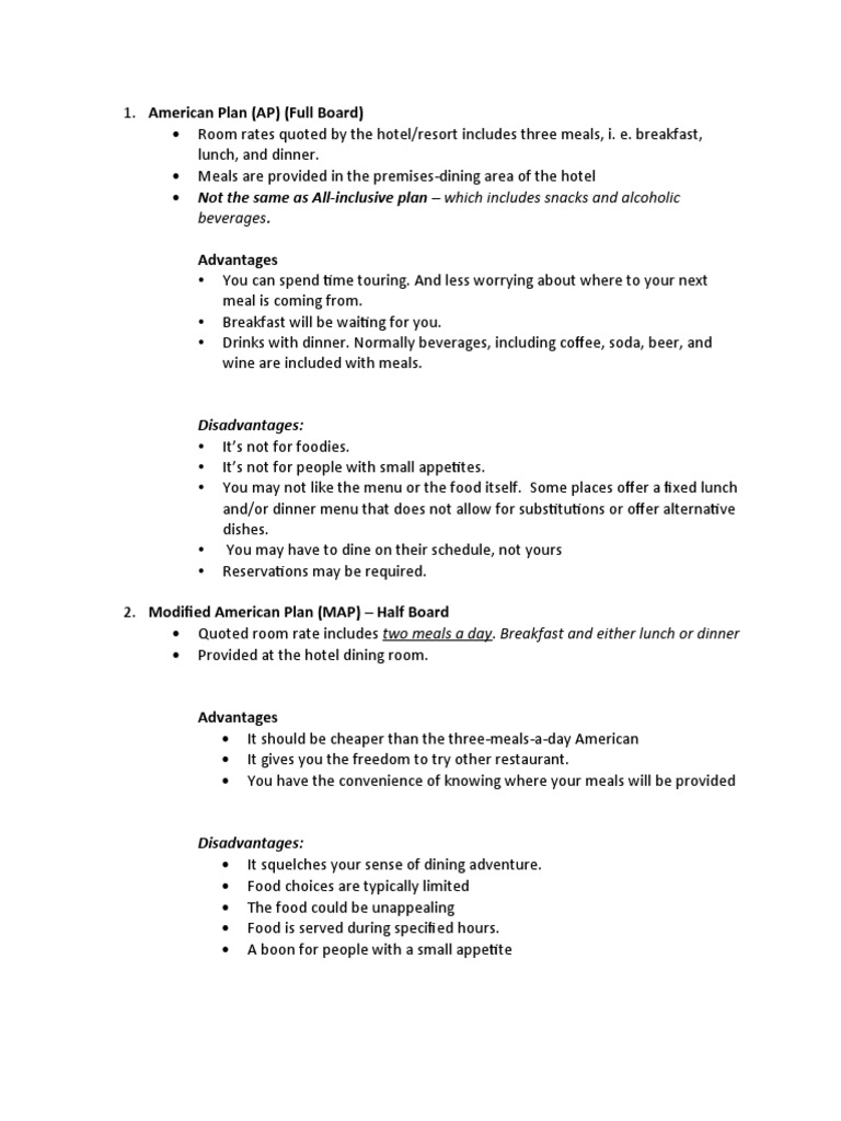 American Plan | Download Free PDF | Meal | Restaurants