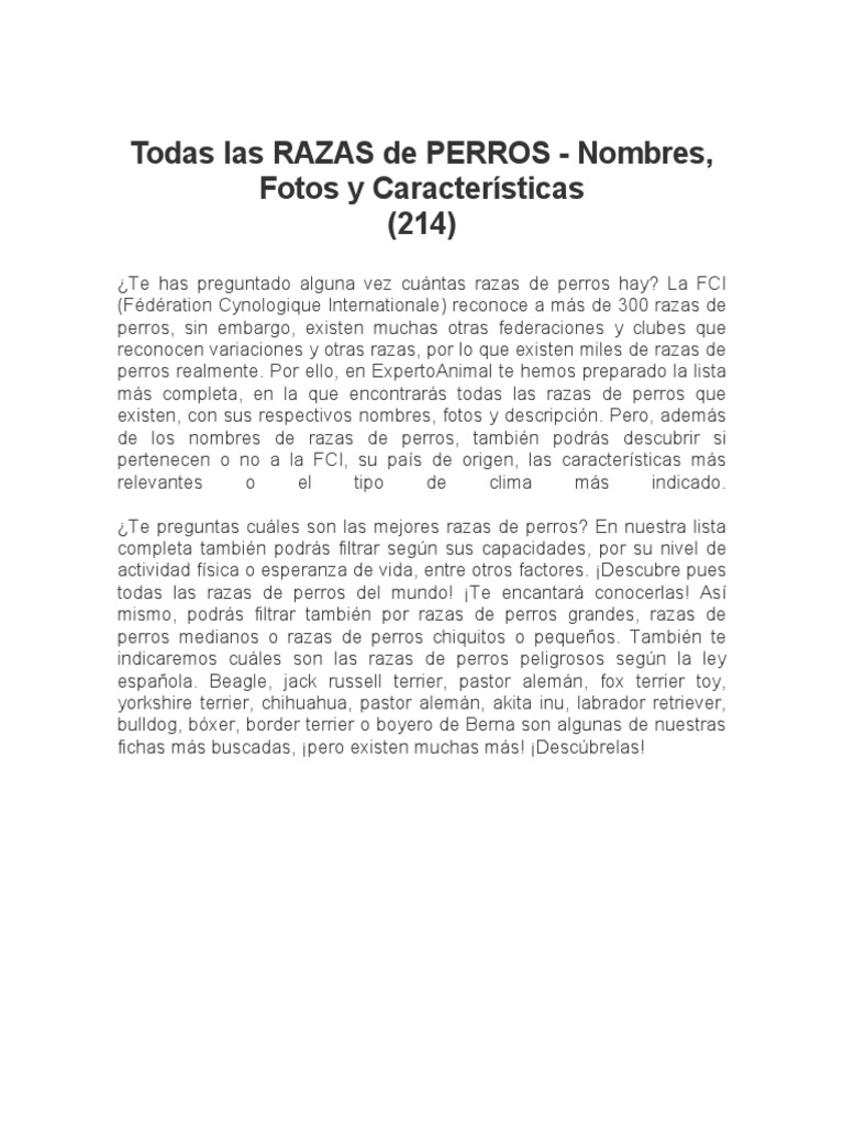 Todas Las RAZAS de PERROS | PDF | Razas de perros | Terriers