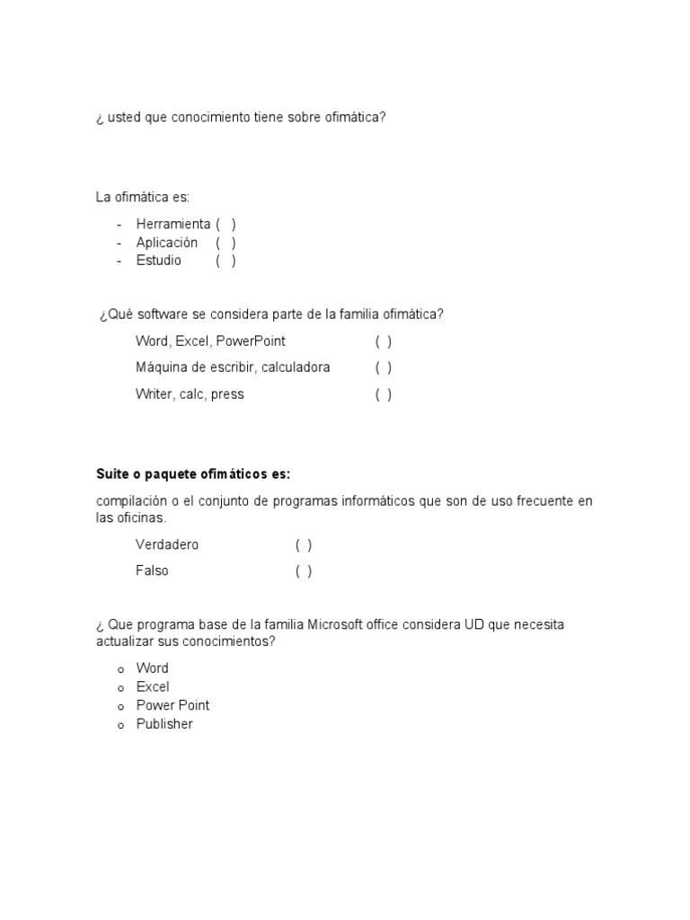 Preguntas de Encuesta de Vinculacion | PDF | Microsoft PowerPoint | Microsoft Excel